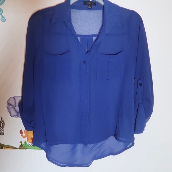 mine | Tops | Mine Royal Blue Sheer Top | Poshmark